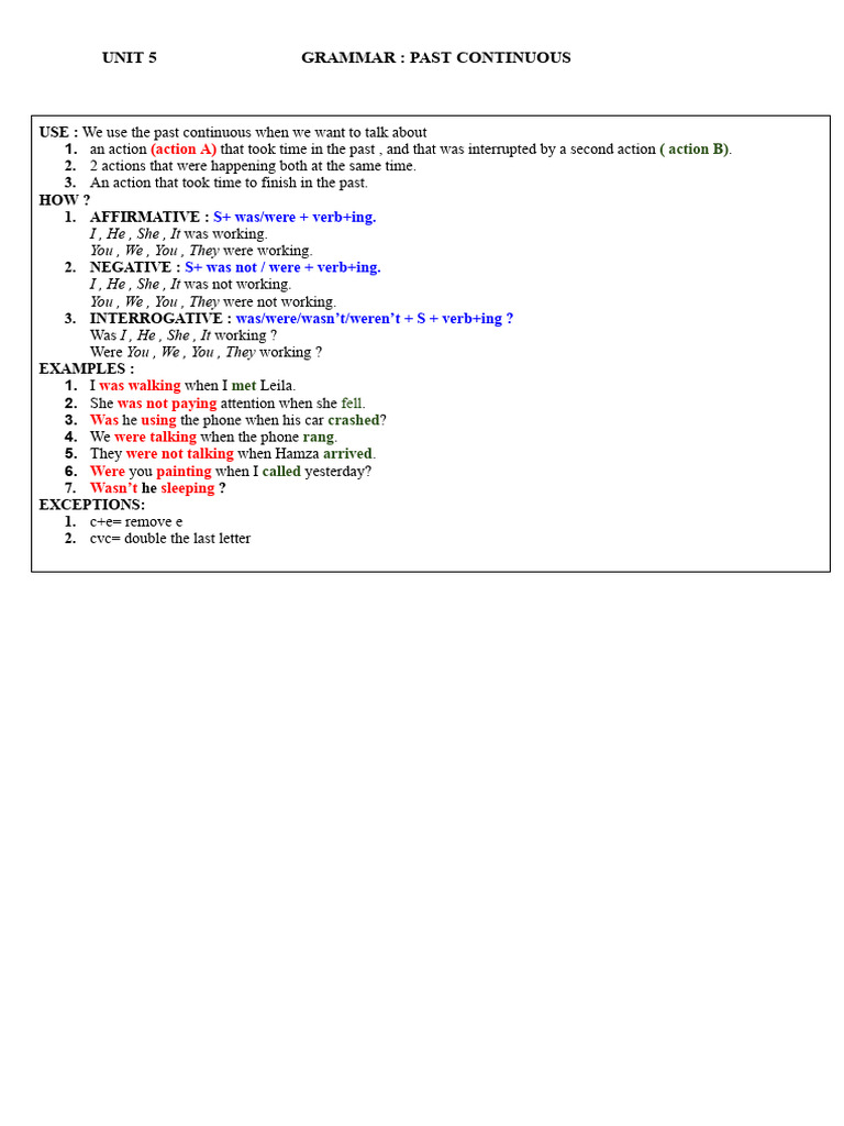 Past Continous | PDF