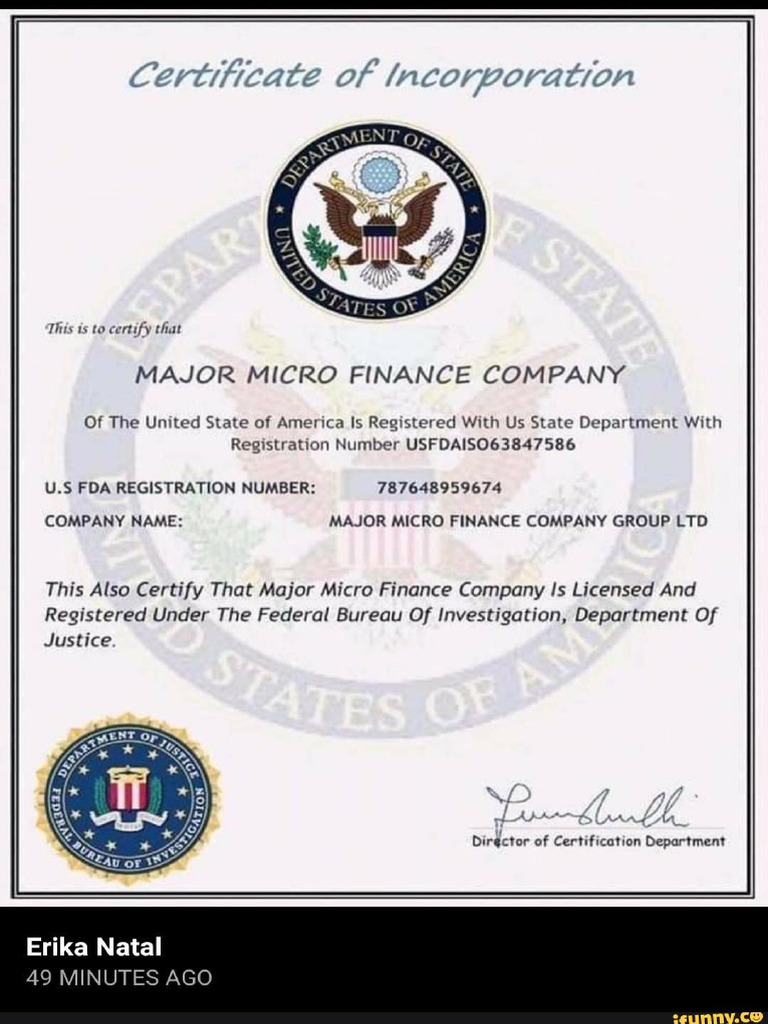 Certificate of Incoporation For Micro Company | PDF