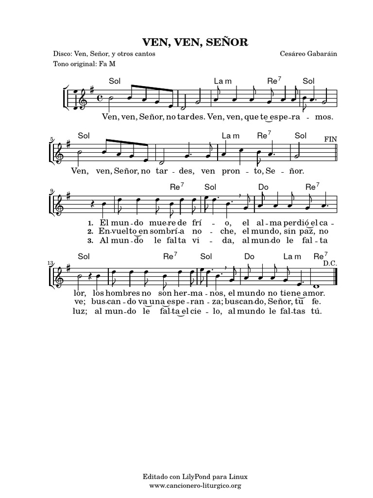 Partitura: Ven, Ven, Señor | PDF