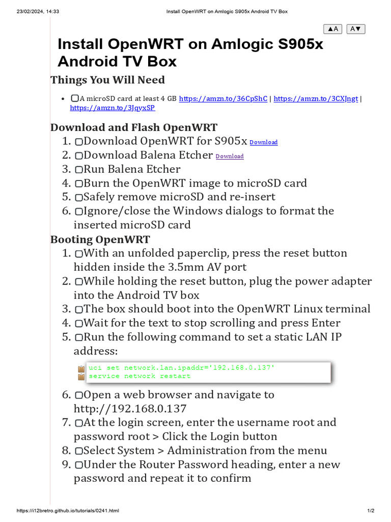 Install Openwrt On Amlogic S905x Android Tv Box Pdf Android Operating System System Software