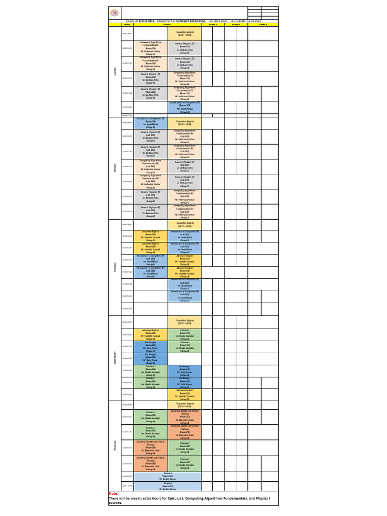 CMPE Fall Semester Schedule 11 01 2025 | PDF | Computing