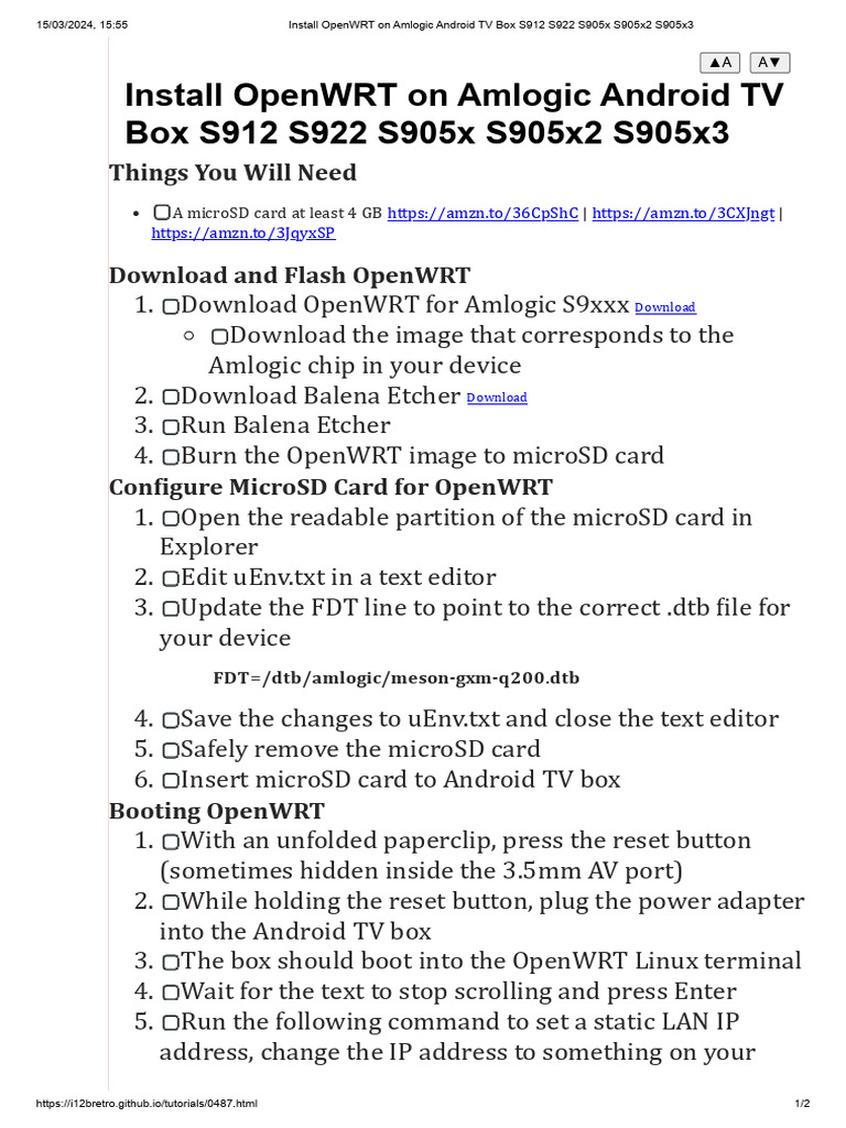 Install OpenWRT On Amlogic Android TV Box S912 S922 S905x S905x2 S905x3 | PDF | Android ...