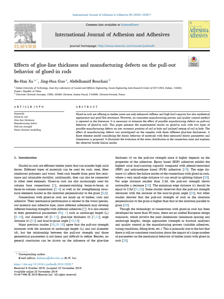 Effects of Glue-Line Thickness and Manufacturing | PDF | Strength Of ...