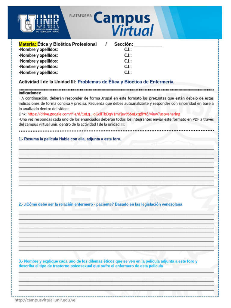 Formato. Foro. U3. Bioetica | PDF