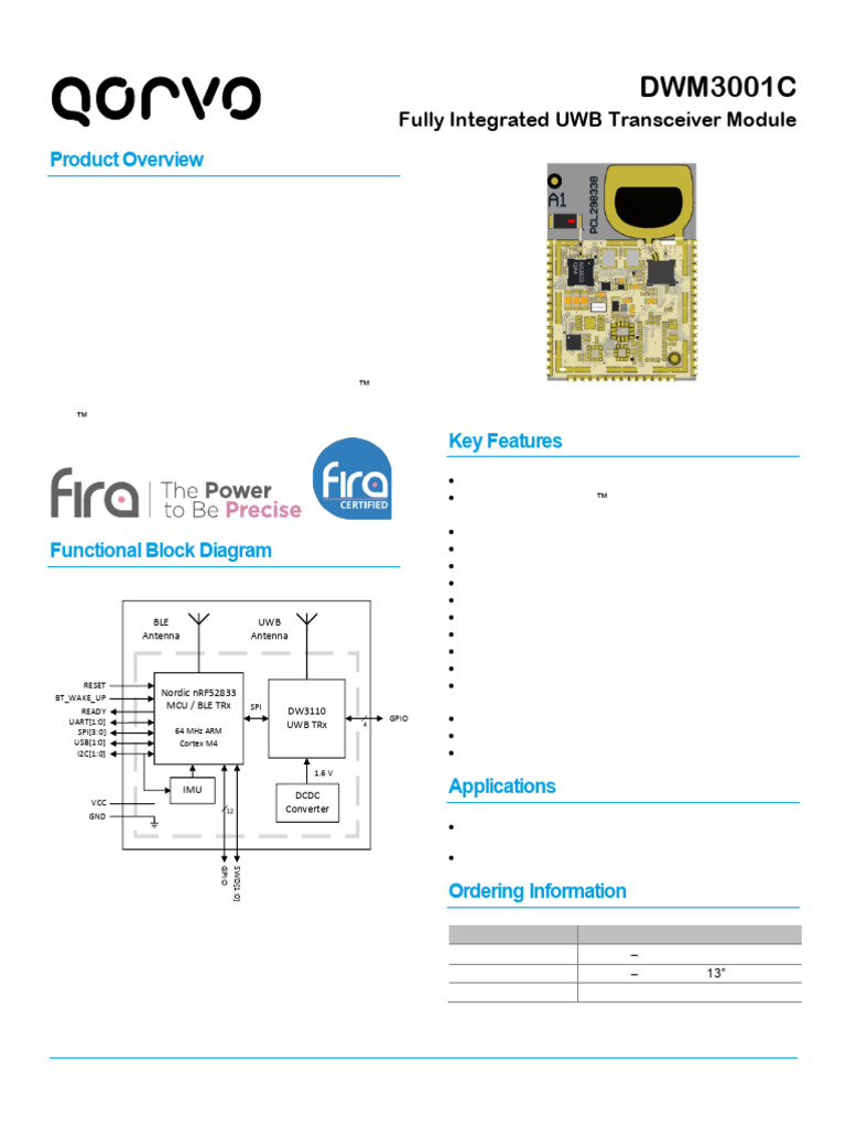 DWM3001C Data Sheet | PDF | Ultra Wideband | Transmitter