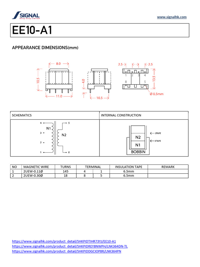EE10-A1 Specifications and Details | PDF