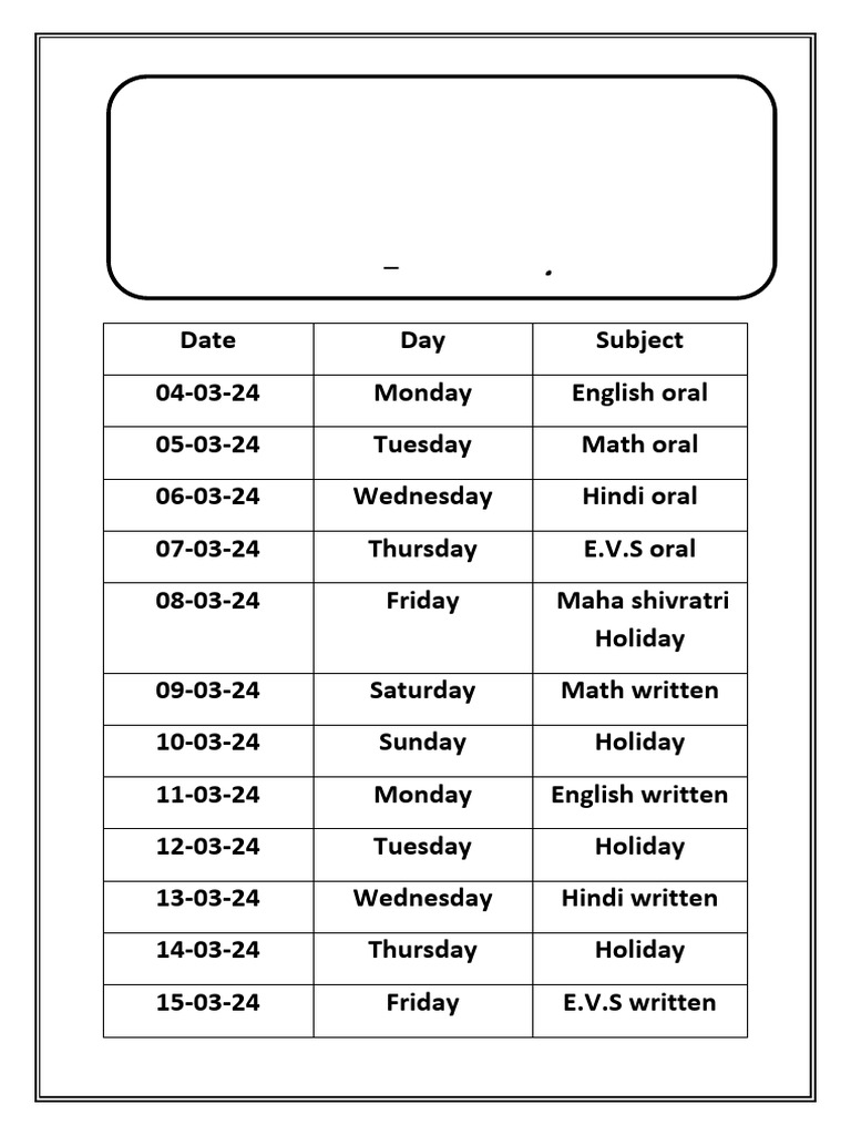 Syllabus and time table of junior K.G.-1 | PDF