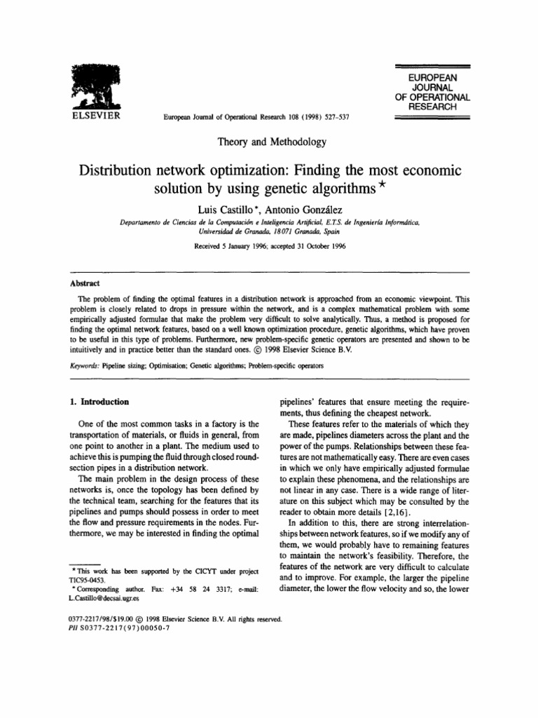 Distribution Network Optimization Finding The Most Economic Pdf