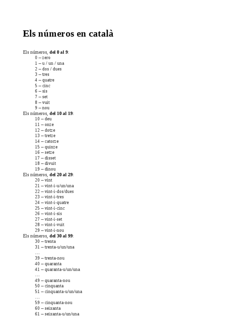 Els Números en Català | PDF