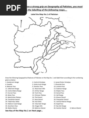 Pakistan Map Worksheet Geography
