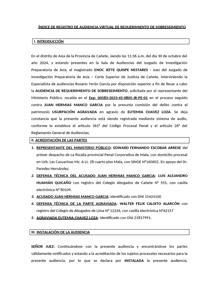 Exp 00583-2023-45 (Requerimiento de Sobreseimiento) | PDF