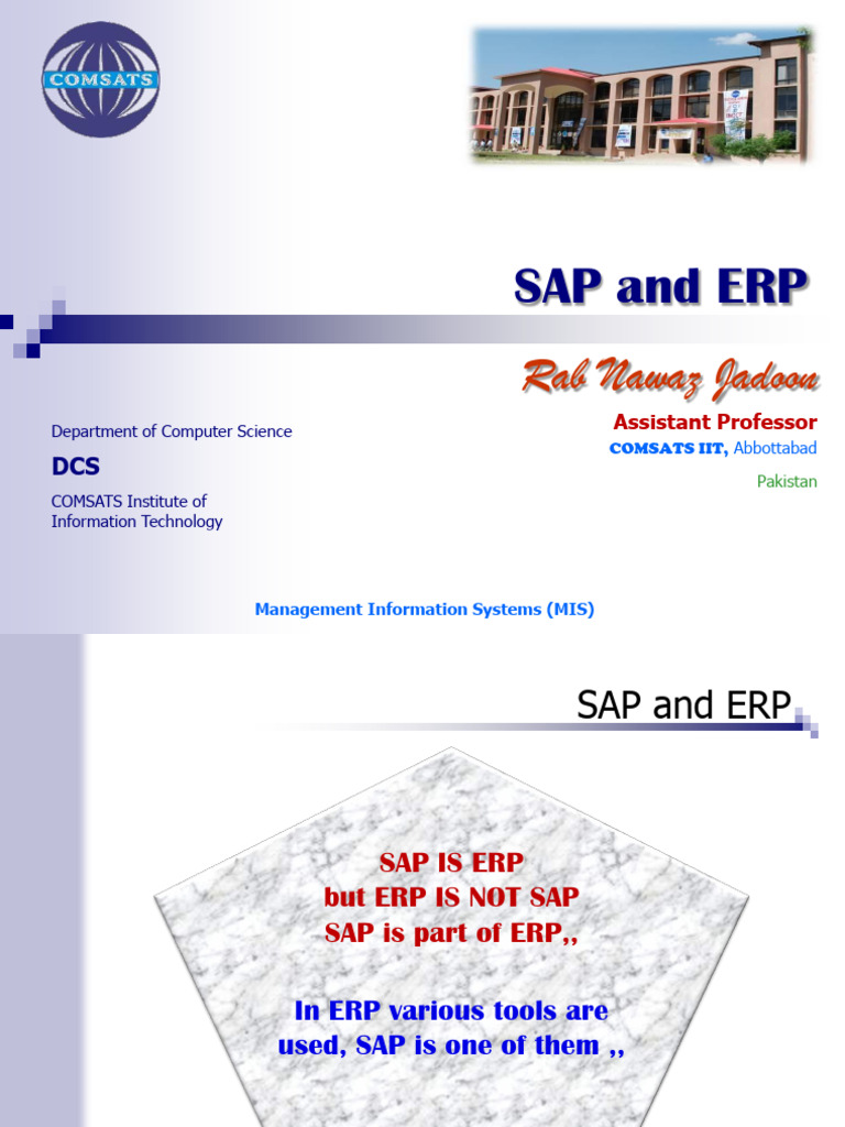 Lecture 6 Sap and Erp by Rab Nawaz Jadoon | PDF | Enterprise Resource Planning | Business Software