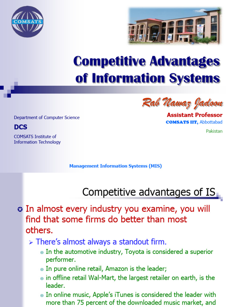 Lecture 5 Competitive Advantages of Information Systems by Rab Nawaz Jadoon | PDF | Business ...