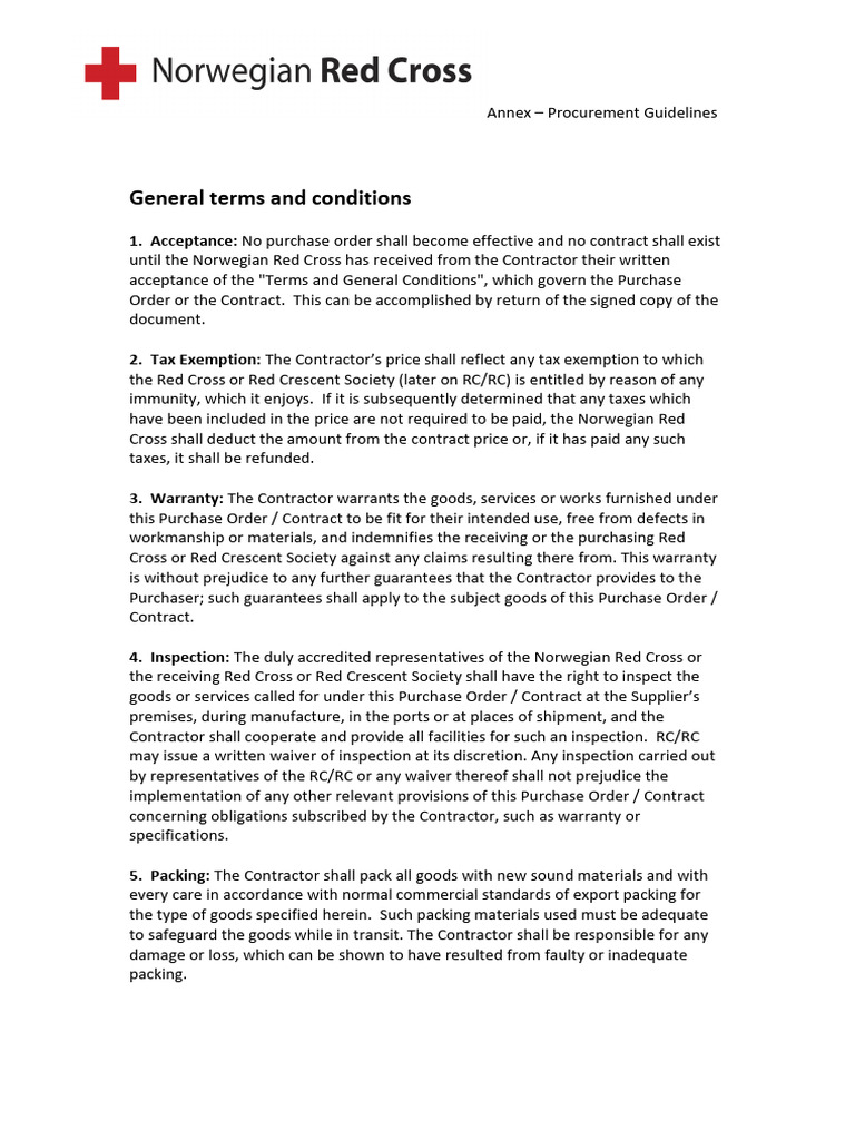ANNEX D General Term and Conditions | PDF | International Red Cross And ...