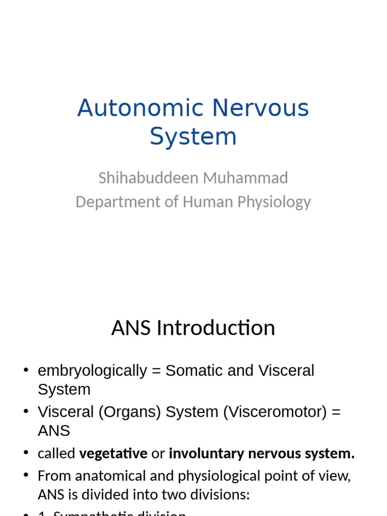 Autonomic Nervous System | PDF | Acetylcholine | Autonomic Nervous System