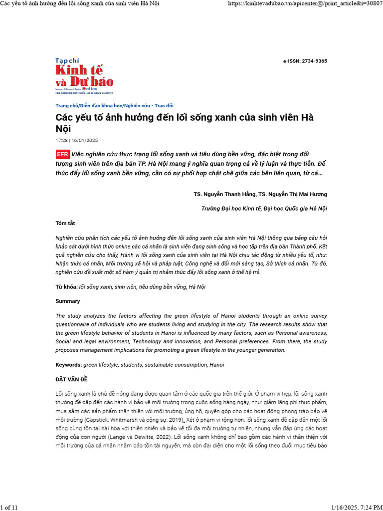 Các y Ut NHH NG NL Is NG Xanh C A Sinh Viên Hà N I | PDF