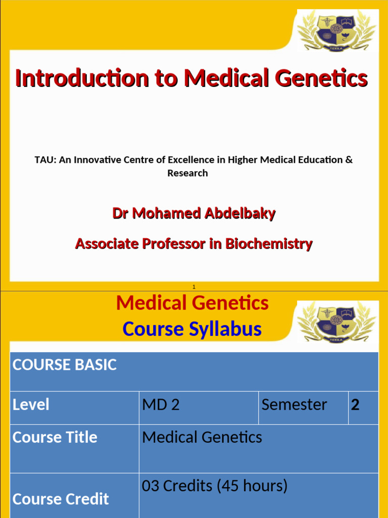 1-Introduction To Medical Genetics | PDF | Zygosity | Allele