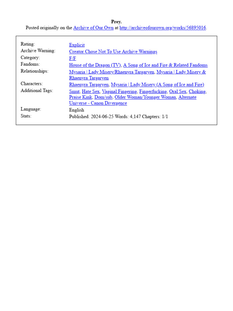 Prey | PDF | Mammalian Sexuality | Sexuality