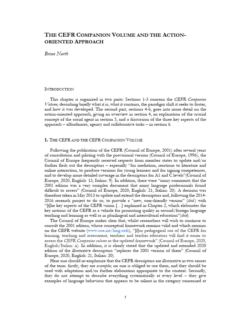 3.8the CEFR Companion Volume and The Action-Oriented Approach - B.North | PDF | Learning ...