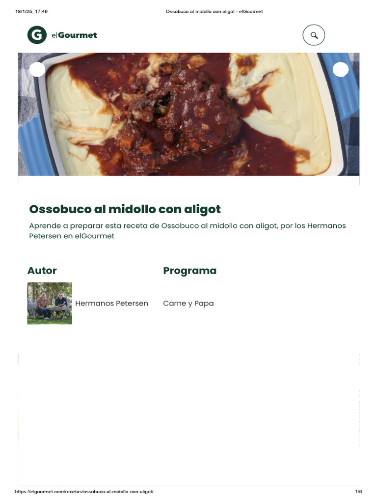 Ossobuco al Midollo con Aligot | PDF | Cocina occidental | Cocina