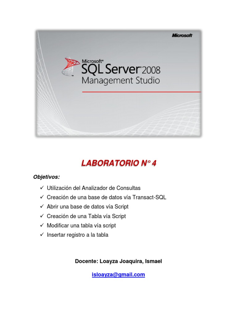 Laboratorio #4 | PDF | Tabla (base de datos) | Servidor SQL de Microsoft