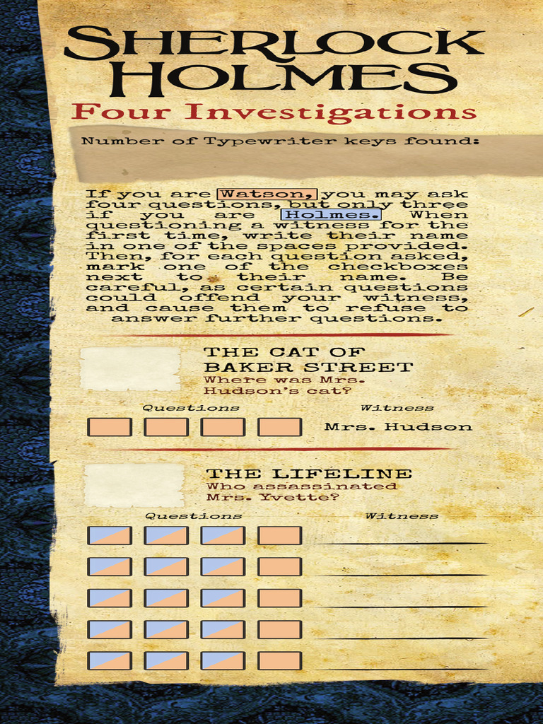 Sherlock Investigations Bookmark | PDF