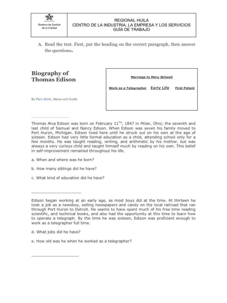 Thomas Edison | PDF | Thomas Edison | Business (General)