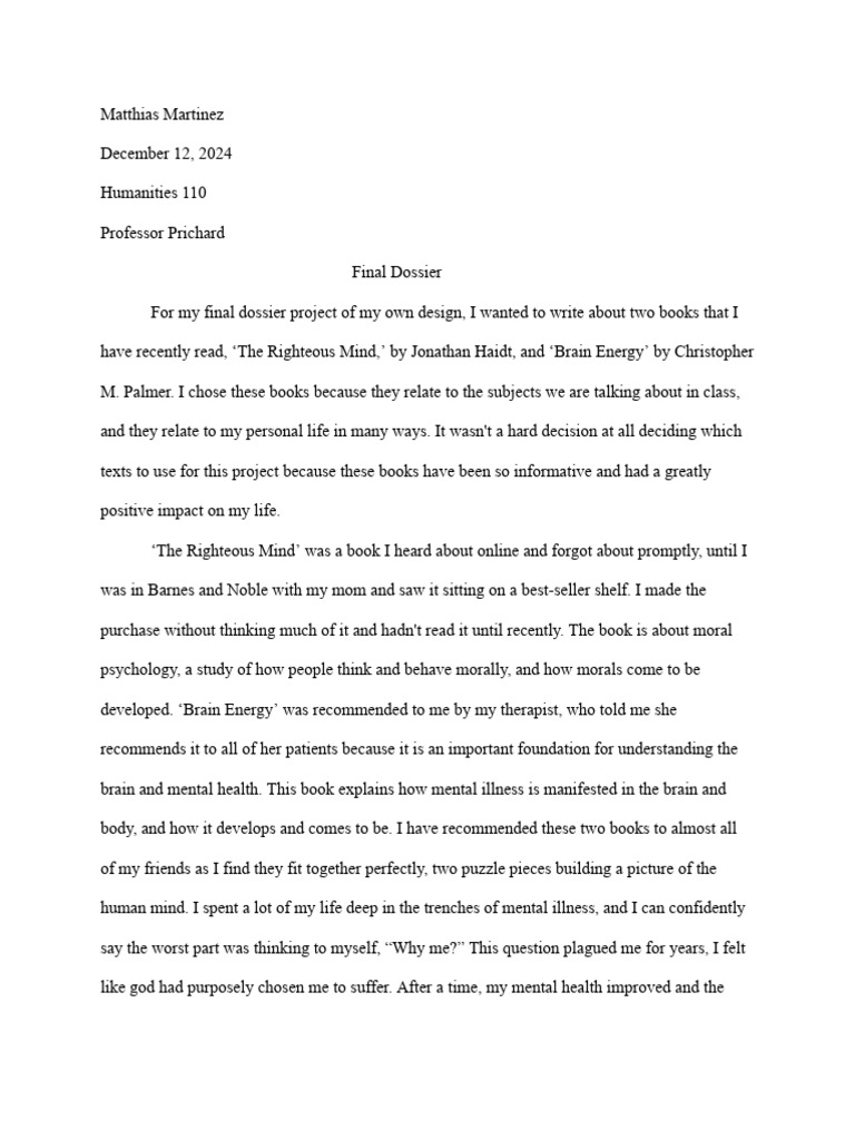 FInal Dossier | PDF | Morality | Mind