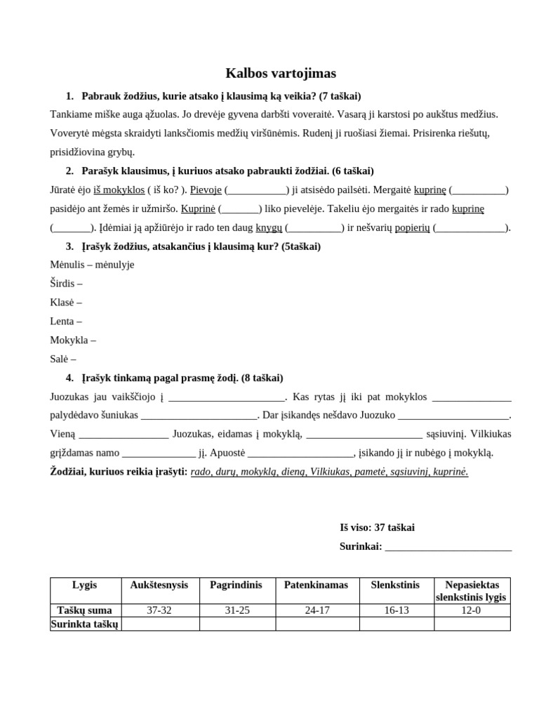 3kl Kalbos Vartojimas | PDF