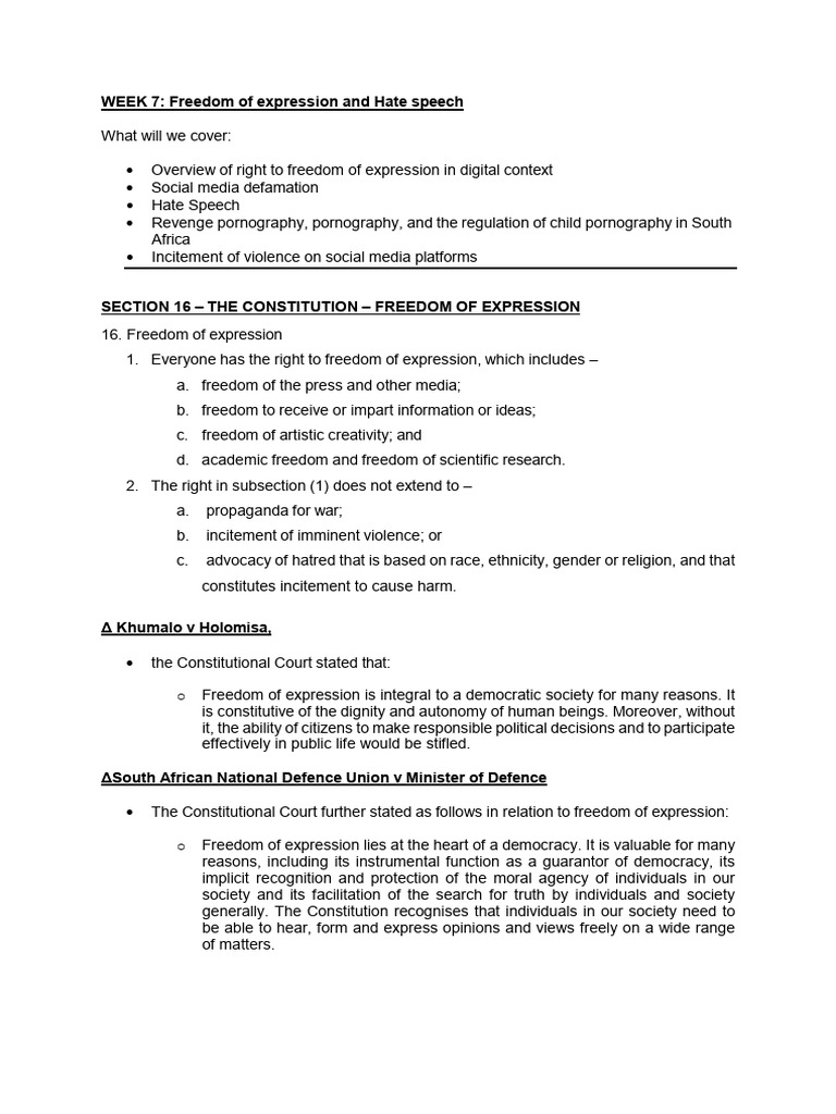 Additional Reading - Freedom of Expression Part 1 | PDF | Defamation ...