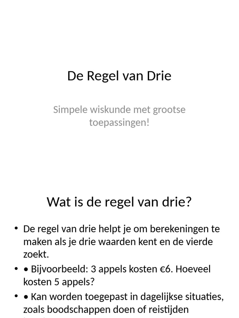 De Regel Van Drie Les | PDF