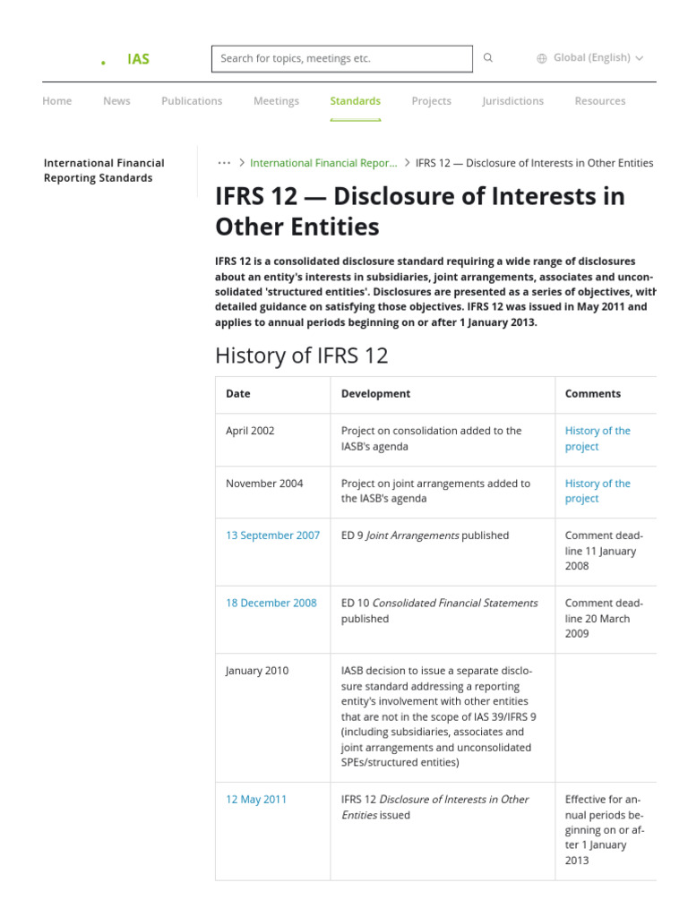 IFRS 12 - Disclosure of Interests in Other Entities | PDF ...