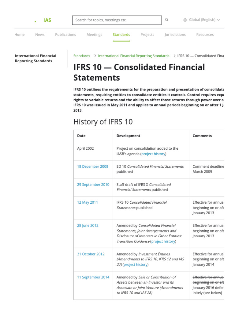 IFRS 10 - Consolidated Financial Statements | PDF | International ...