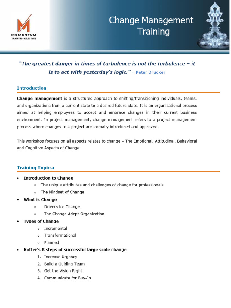 Change Management Training - New | PDF | Change Management | Psychology