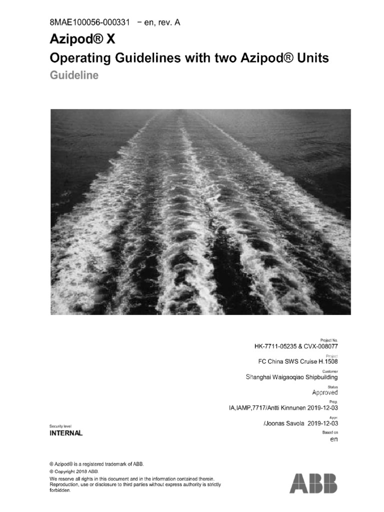 Azipod Operating Guidelines With Two Azipod® Units | PDF