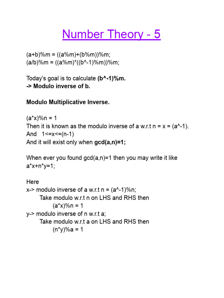 CodeISM Class 11 (Number Theory - 5) | PDF | Algebra | Mathematical ...