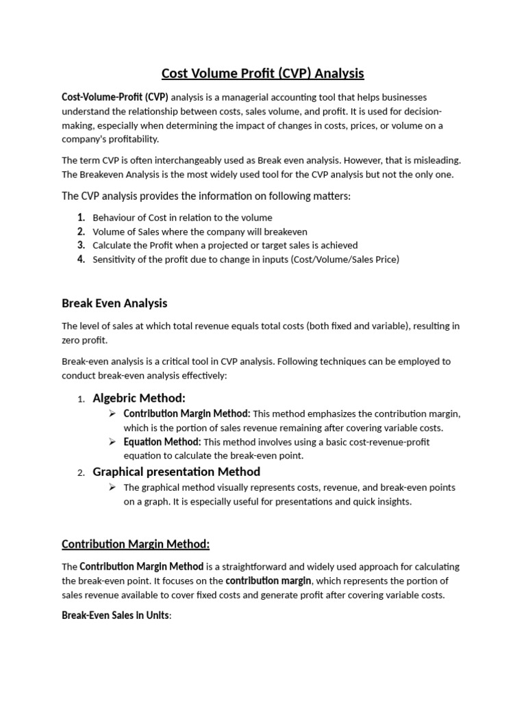 CVP Analysis: Break-Even & Profitability | PDF | Financial Accounting | Business Economics