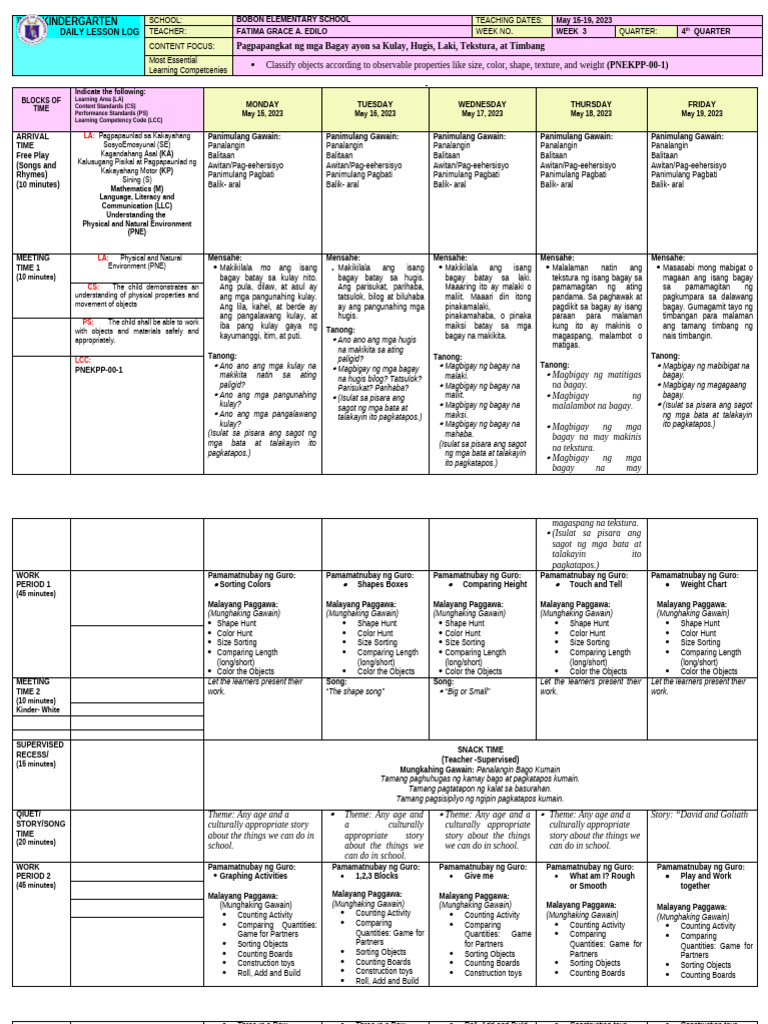 DLL-MELC-Q4-WK3 | PDF | Cognition