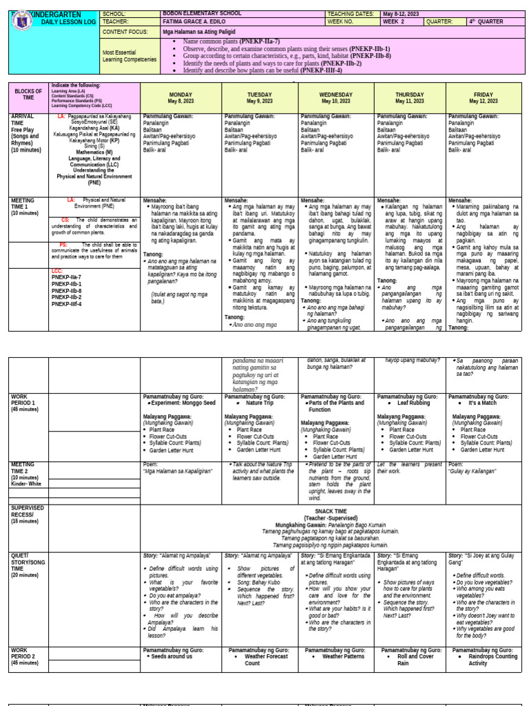 DLL-MELC-Q4-WK2 | PDF | Differentiated Instruction