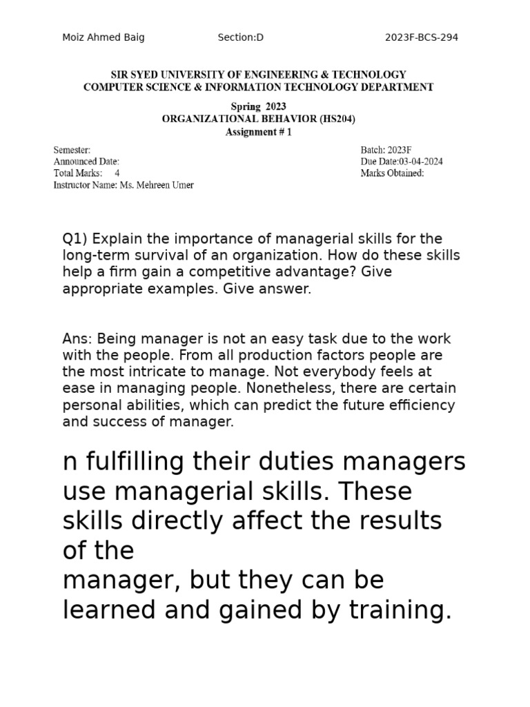 Organizational Behavior Assignment | PDF | Motivation | Motivational