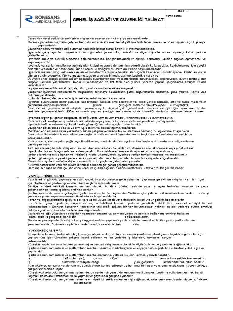Rmi̇ i̇sg Gesk Tl 13 Genel i̇sg Talimatı | PDF