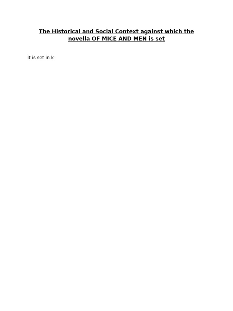Of Mice and Men: Historical Context | PDF