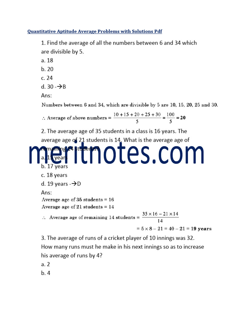 Average Problems With Solutions | PDF