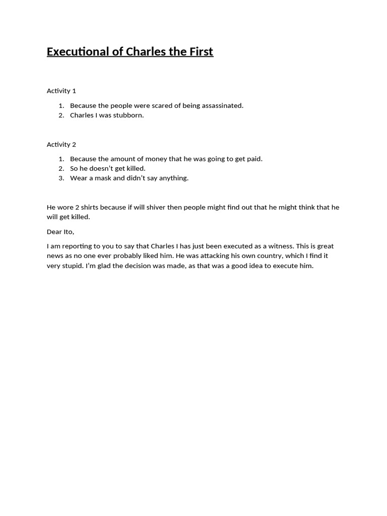 History Execution of Charles I | PDF