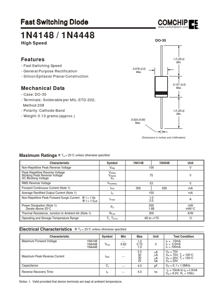 Fast Switching Diode Specifications | PDF