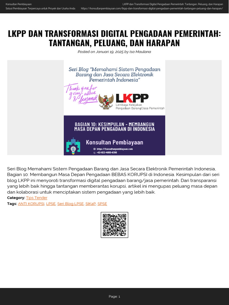 LKPP Dan Transformasi Digital Pengadaan Pemerintah Tantangan Peluang Dan Harapan | PDF