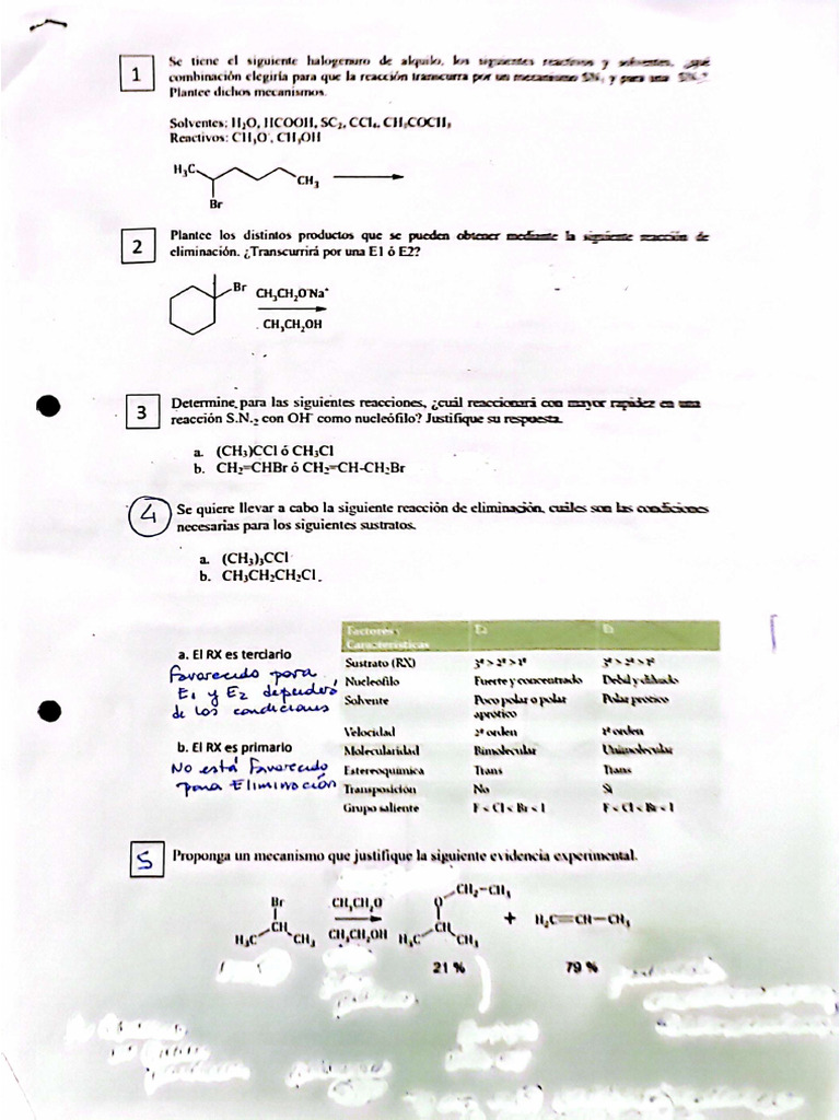Guia Adicional Halogenuros de Alquilo Con Respuestas y Tablas de Teoría ...