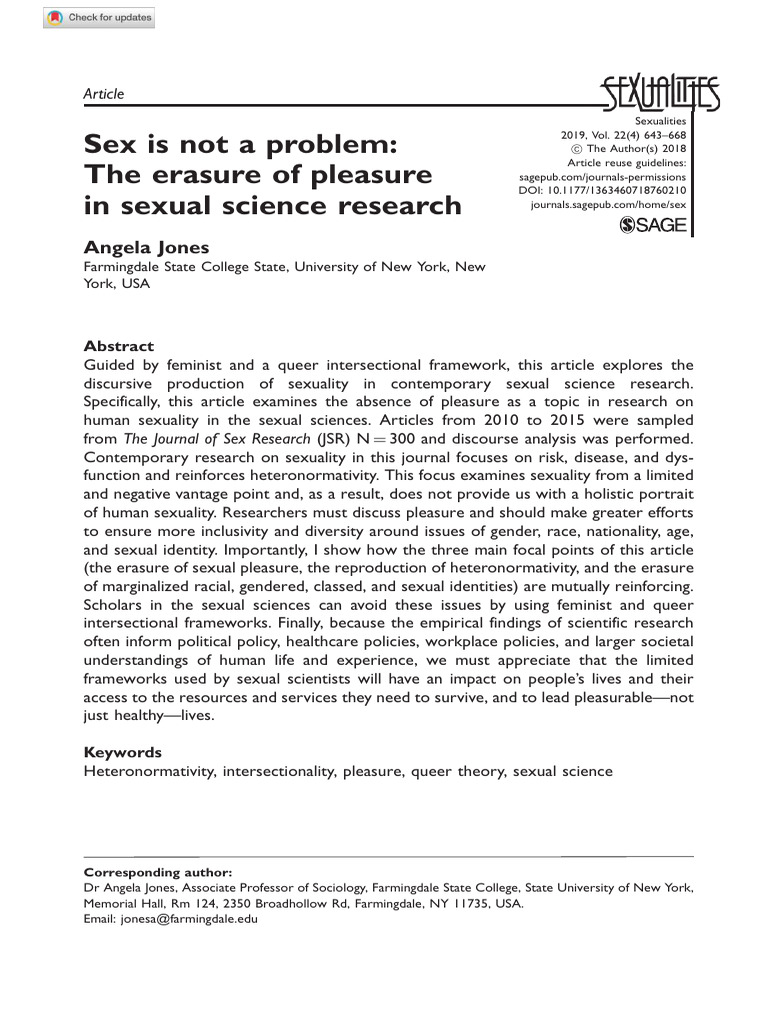 Sex - Is - Not - A - Problem - The Erasure of Pleasure in Sexual Science Research | PDF ...