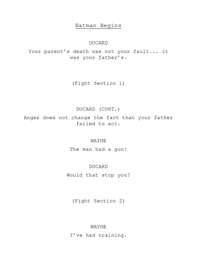 Batman Begins Script Excerpts | PDF