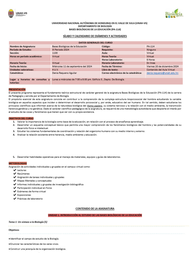 Programación Bases Biológicas Virtual - IIIP - 2024 - 1100 | PDF ...